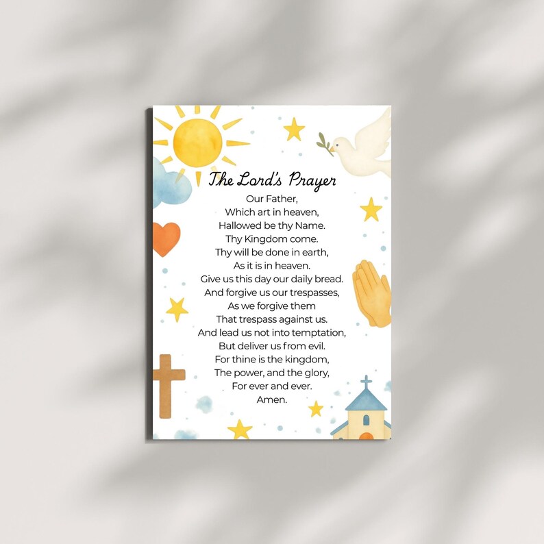 The Lord’s Prayer Poster for Kids, Faith Nursery Decor, Sunday School ...