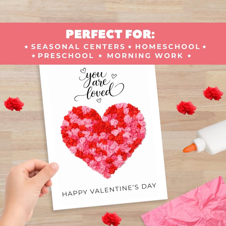 Heart Craft Tissue Paper, Valentine's Day Activity, February Seasonal ...