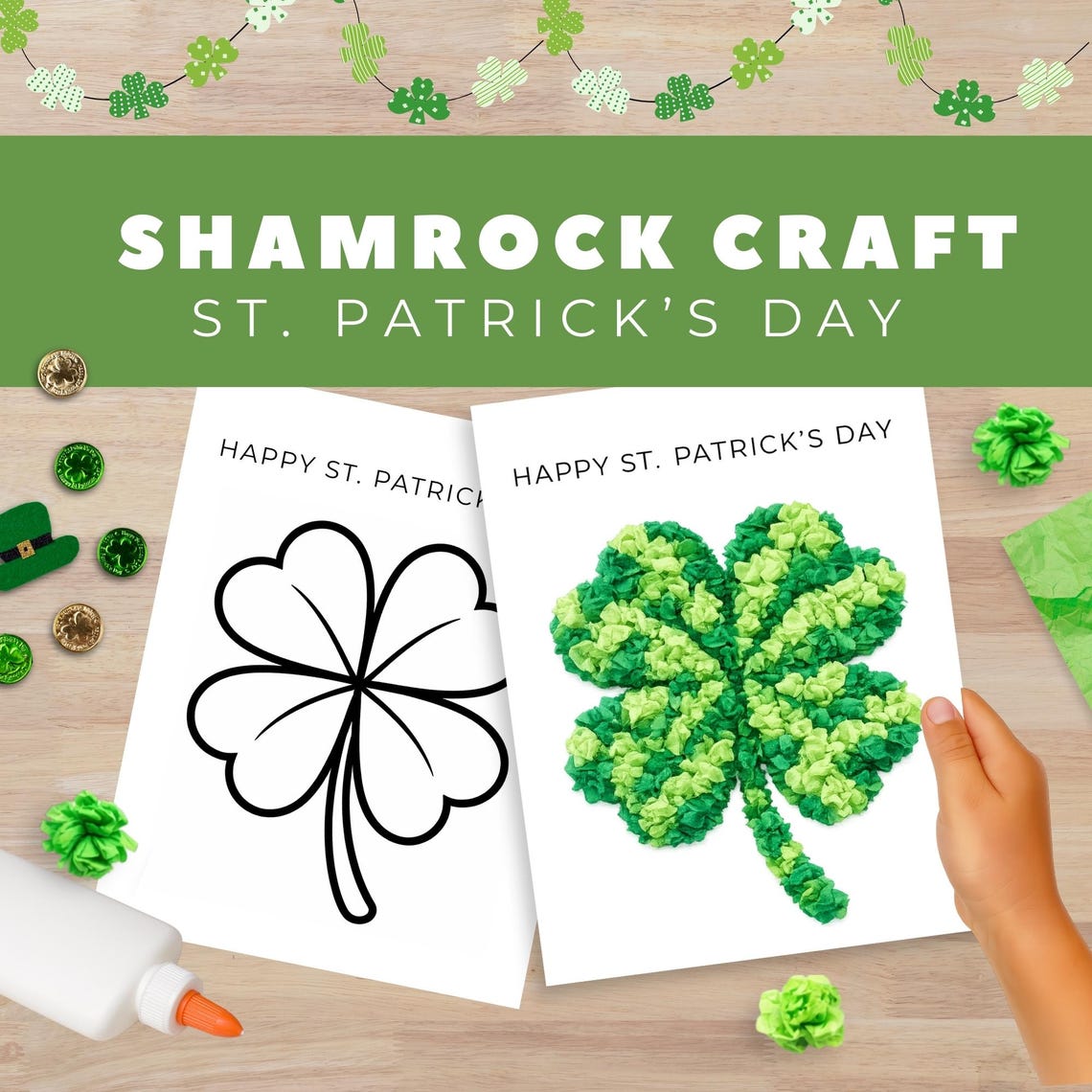 Shamrock Craft Tissue Paper, St. Patrick's Day Four Leaf Clover ...