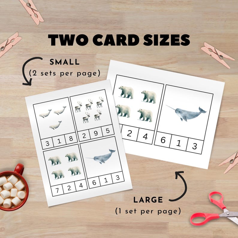 Arctic Animals Counting Clip Cards, Seasonal Morning Work, Montessori ...