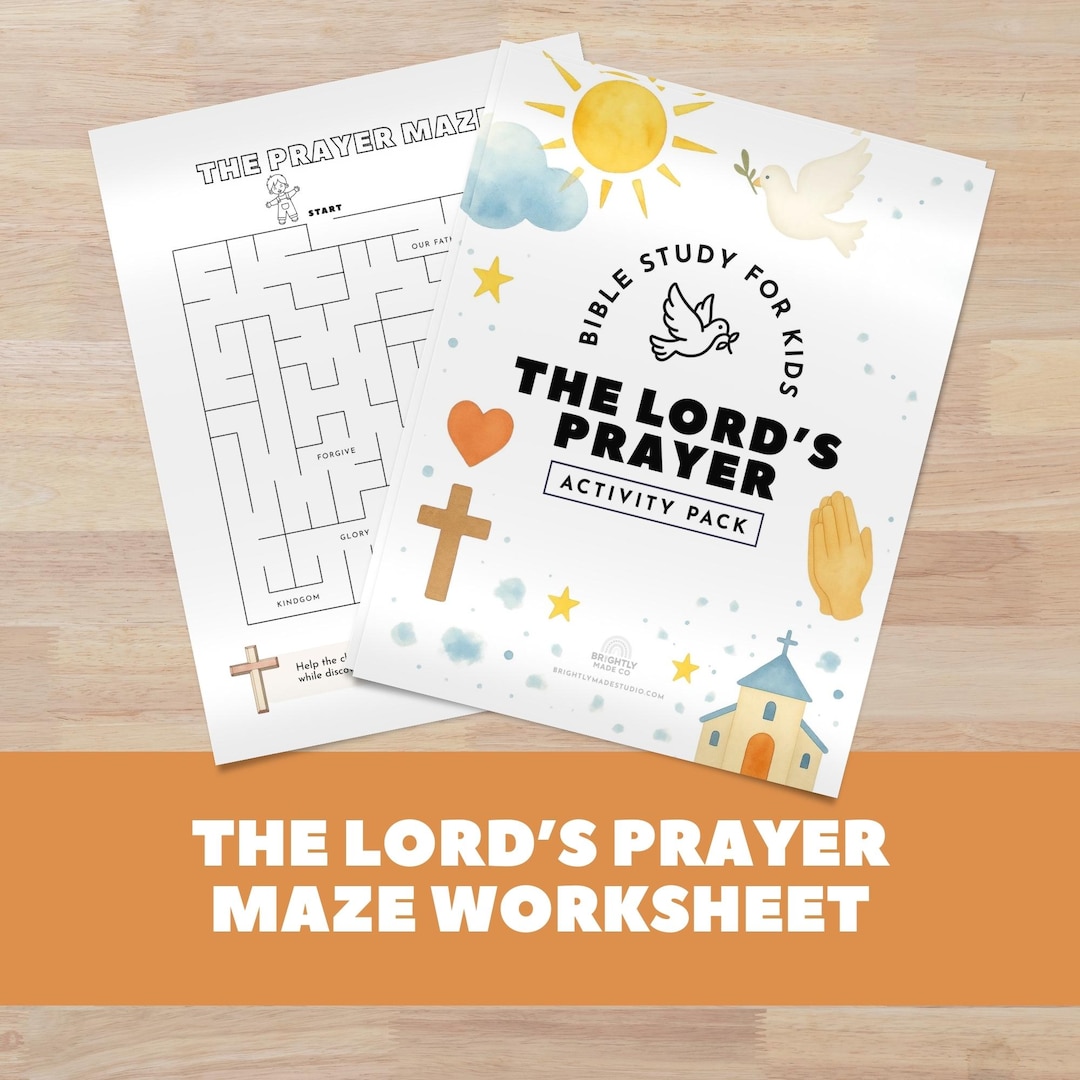 The Lord's Prayer Maze Activity Sheet, Kids Bible Lesson Printable ...