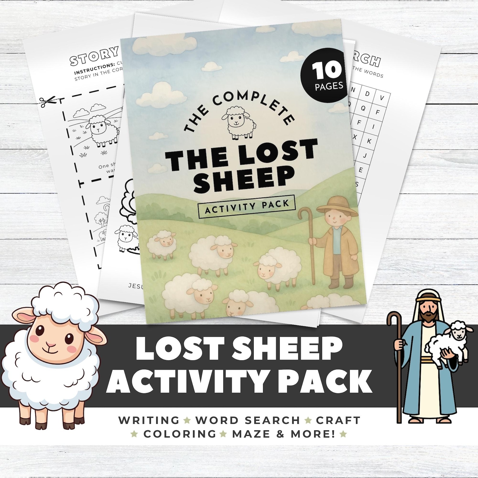 Lost Sheep Parable Bible Activities BUNDLE, Kids Lesson Printable ...