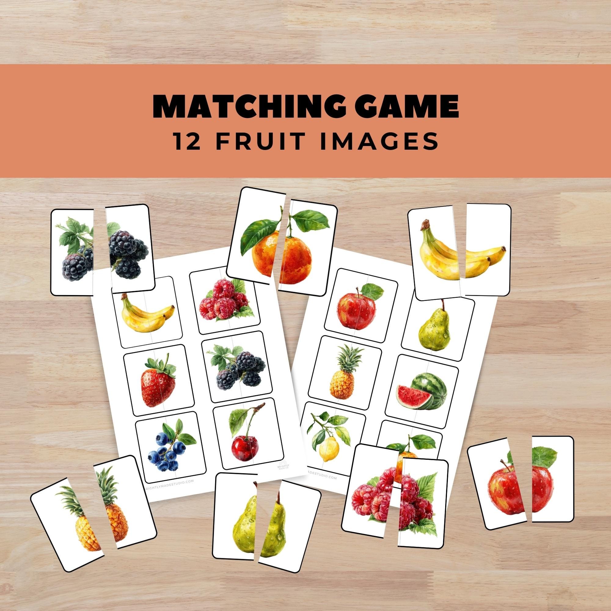 Fruit Matching Cards, Preschool Memory Game, Montessori Activity ...