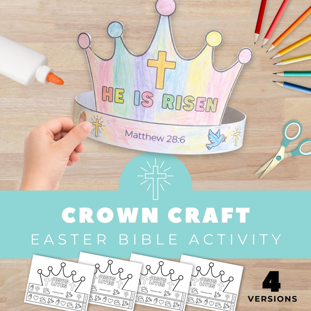Easter "he is Risen" Crown Craft, Religious Activity, Cross, Bible ...