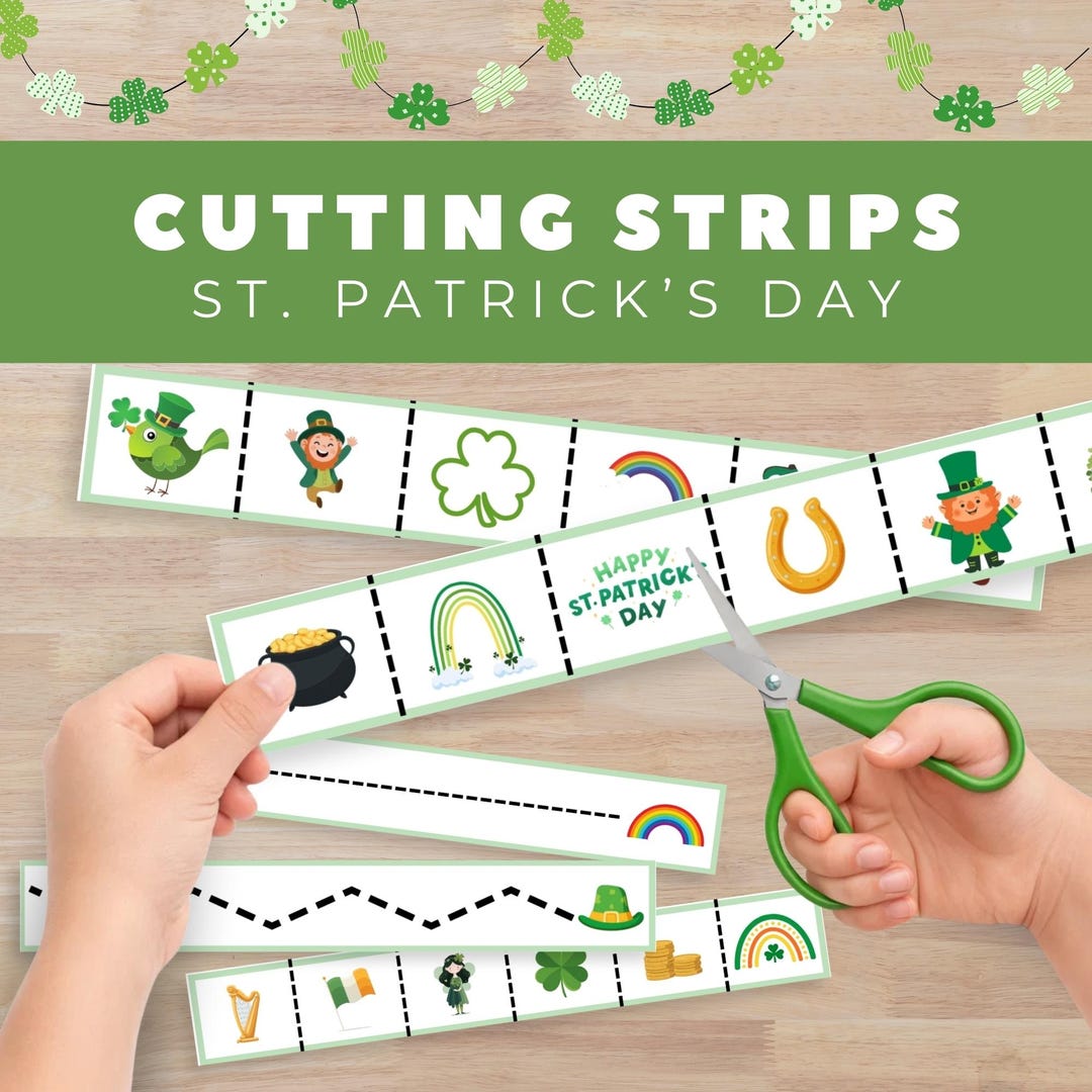 St. Patrick's Day Cutting Strips, Scissor Skills Practice, March ...