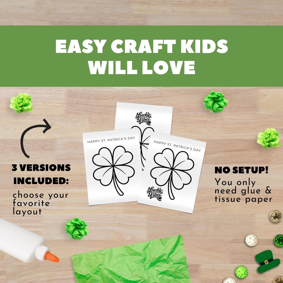 Shamrock Craft Tissue Paper, St. Patrick's Day Four Leaf Clover ...