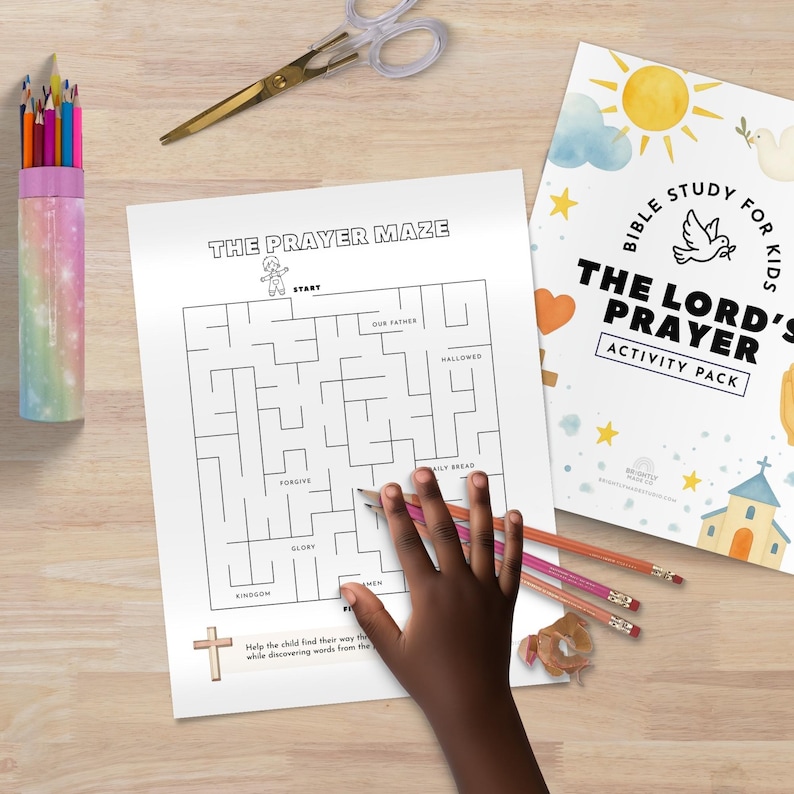 The Lord's Prayer Maze Activity Sheet, Kids Bible Lesson Printable ...