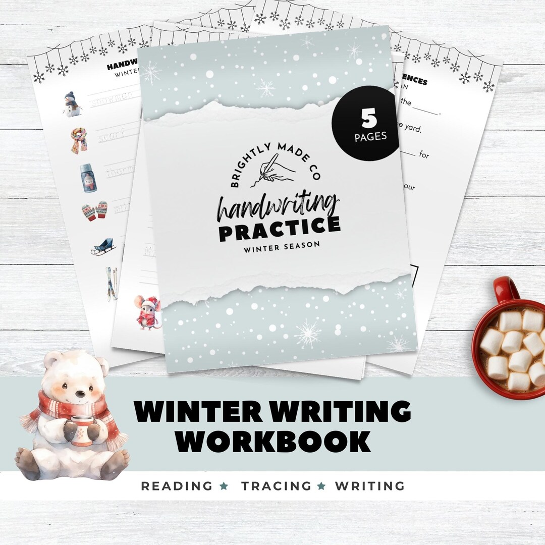 Winter Season Handwriting Practice Workbook, Printable Worksheets, 1st ...