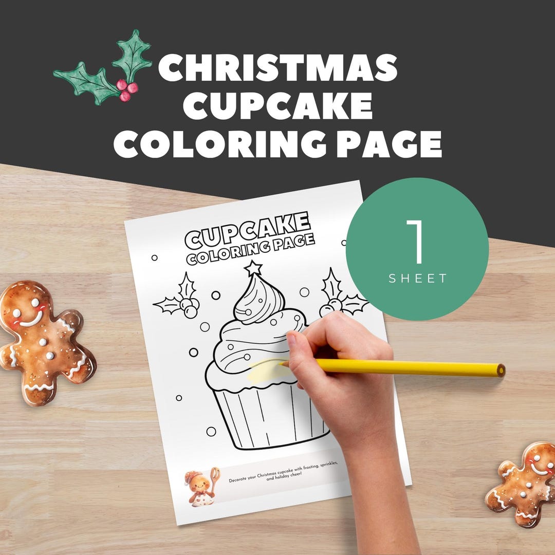Christmas Cupcake Coloring Page, Kinder Winter Classroom Centers ...