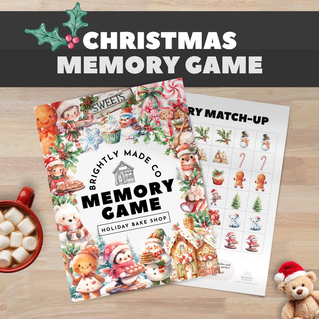 Christmas Memory Game for Kids, Holiday Matching Game, Printable 1st ...