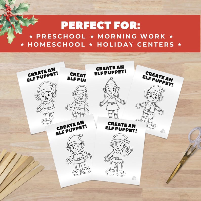Make Your Own Elf Puppet, Christmas Paper Craft for Kids, Printable ...
