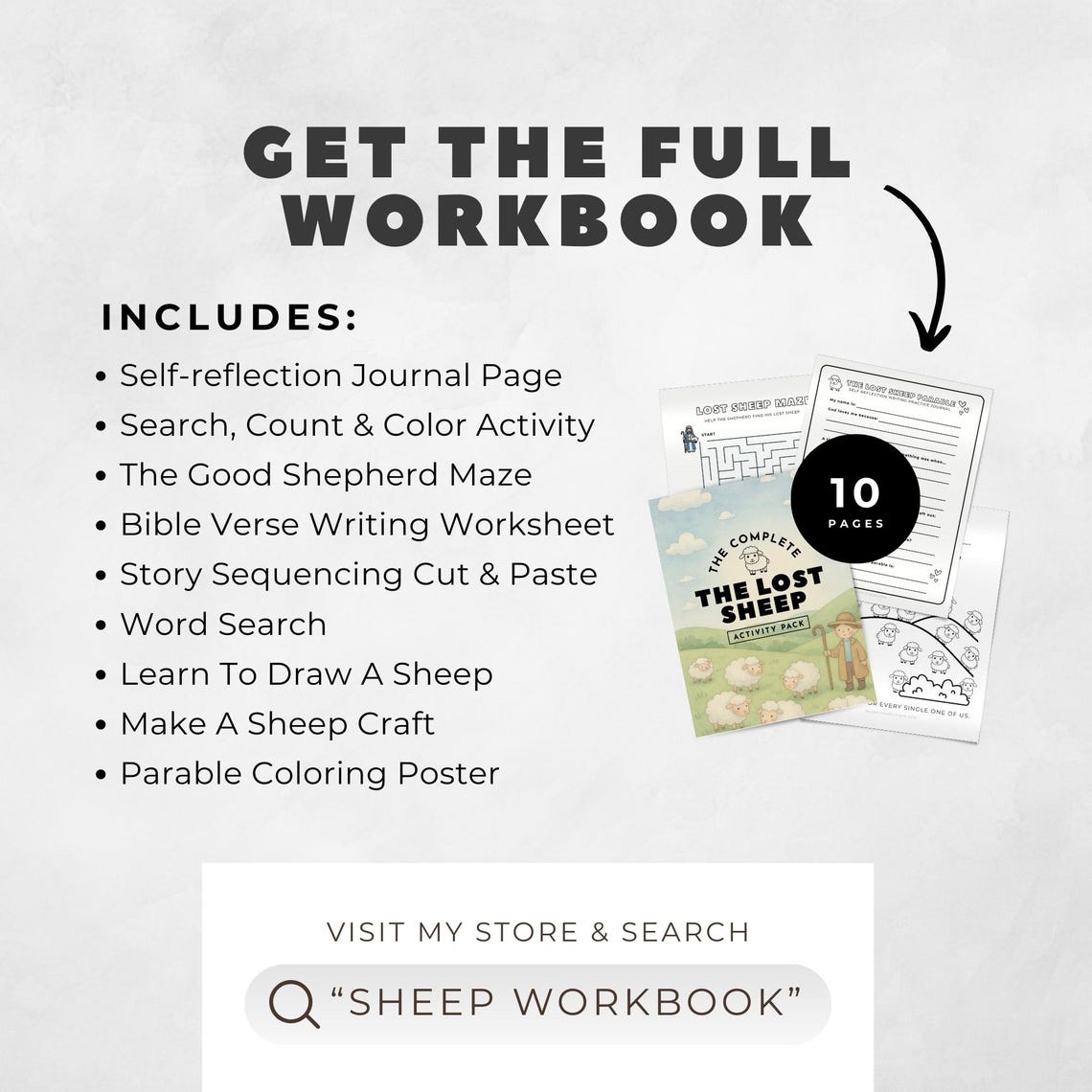Lost Sheep Parable Bible Craft, Kids Preschool Activity Printable ...