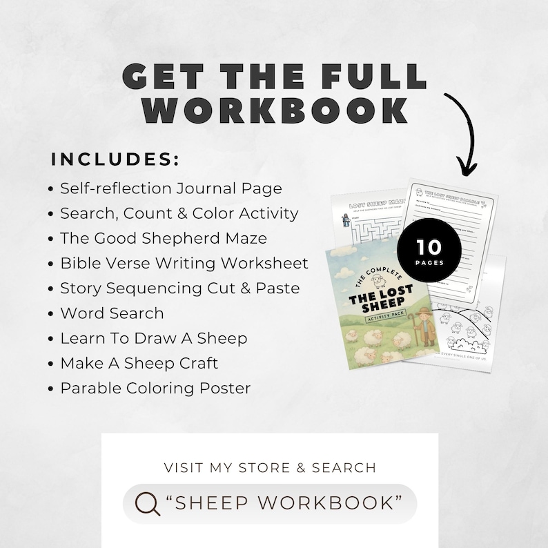 Lost Sheep Parable Bible Craft, Kids Preschool Activity Printable ...