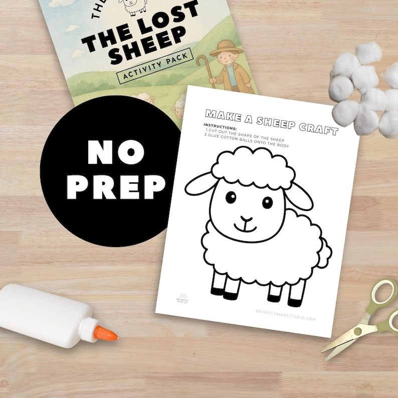 Lost Sheep Parable Bible Craft, Kids Preschool Activity Printable ...