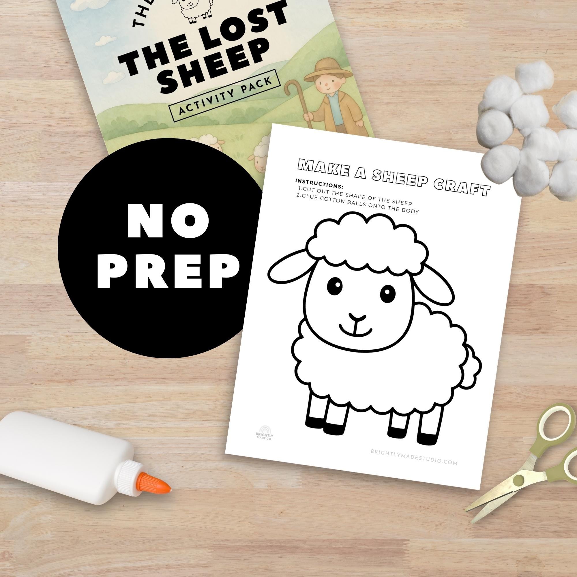 Lost Sheep Parable Bible Craft, Kids Preschool Activity Printable ...