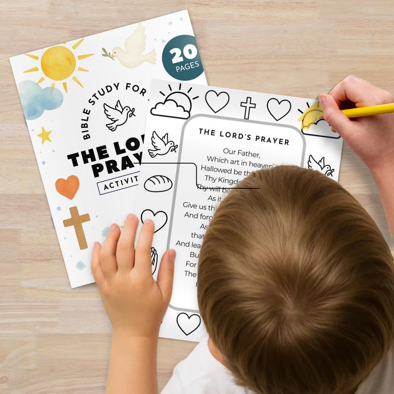 The Lords Prayer Poster PDF, Christian Coloring Page, Kids Activity ...