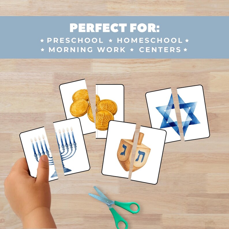 Hanukkah Montessori Matching Cards, Jewish Holiday Vocabulary, Festival ...