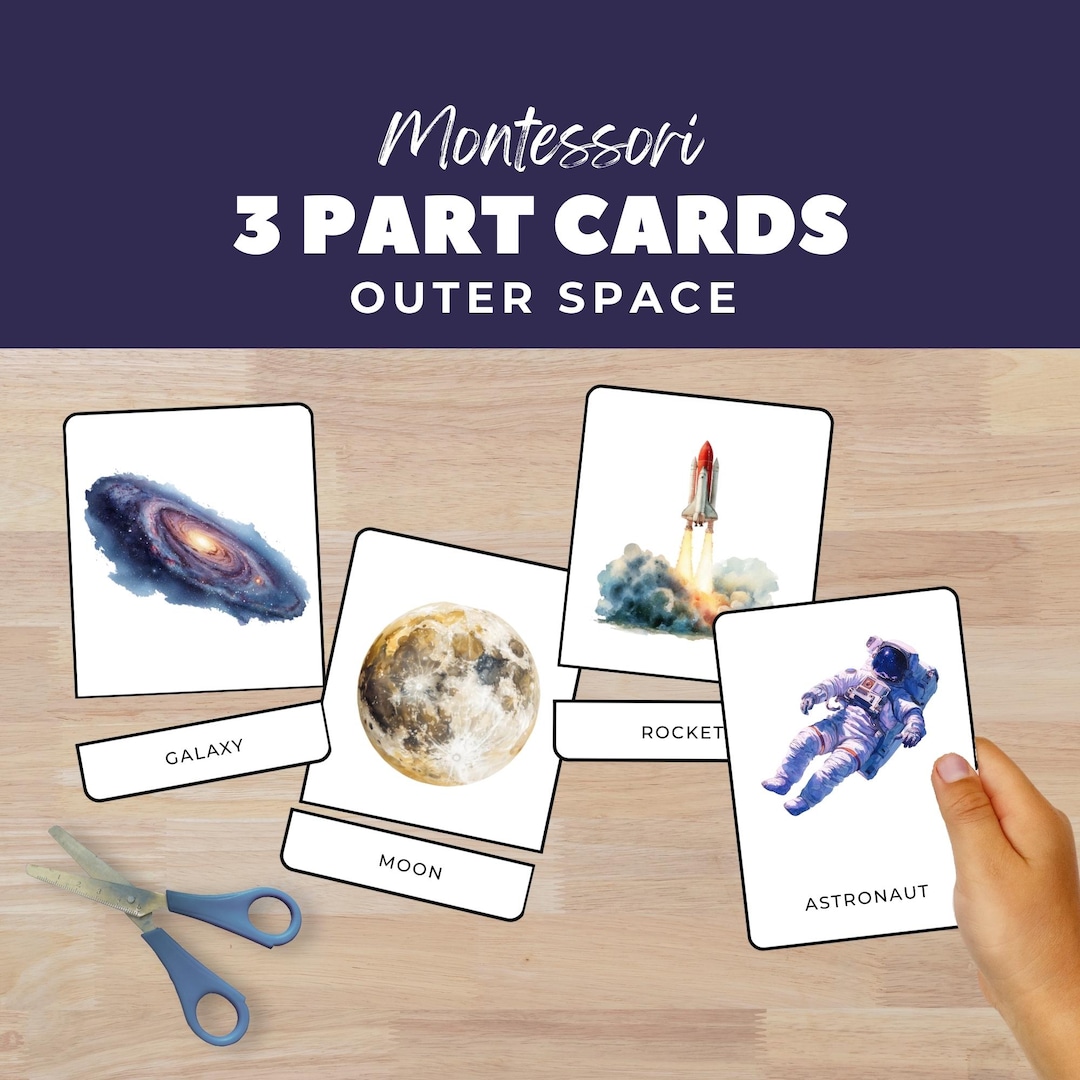 Outer Space Montessori 3-part Cards, Preschool Vocabulary, Early ...