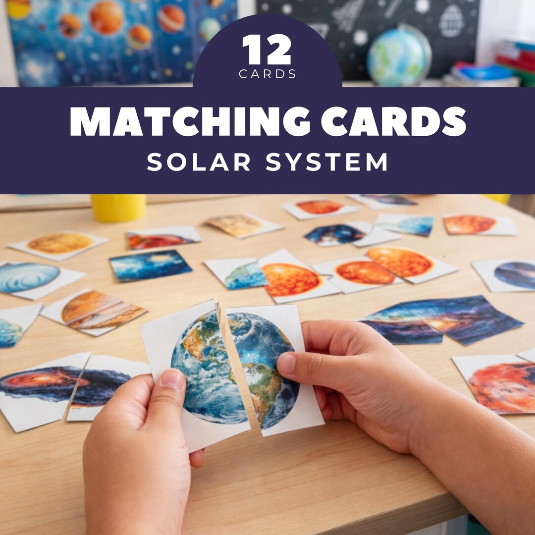 Solar System Matching Cards, Memory Game Printable, Planets Astronaut ...