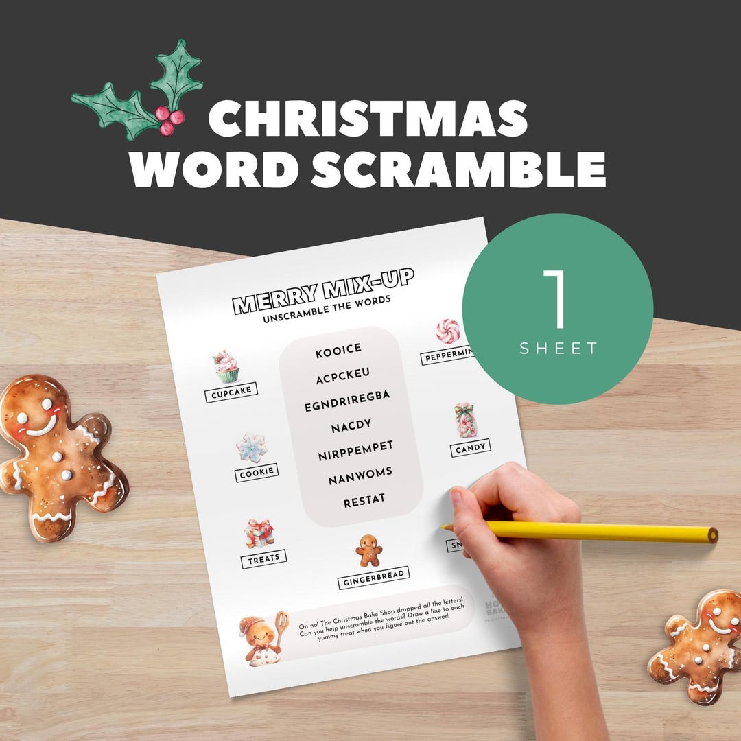 Christmas Word Scramble Literacy Activity, Children's Holiday ...