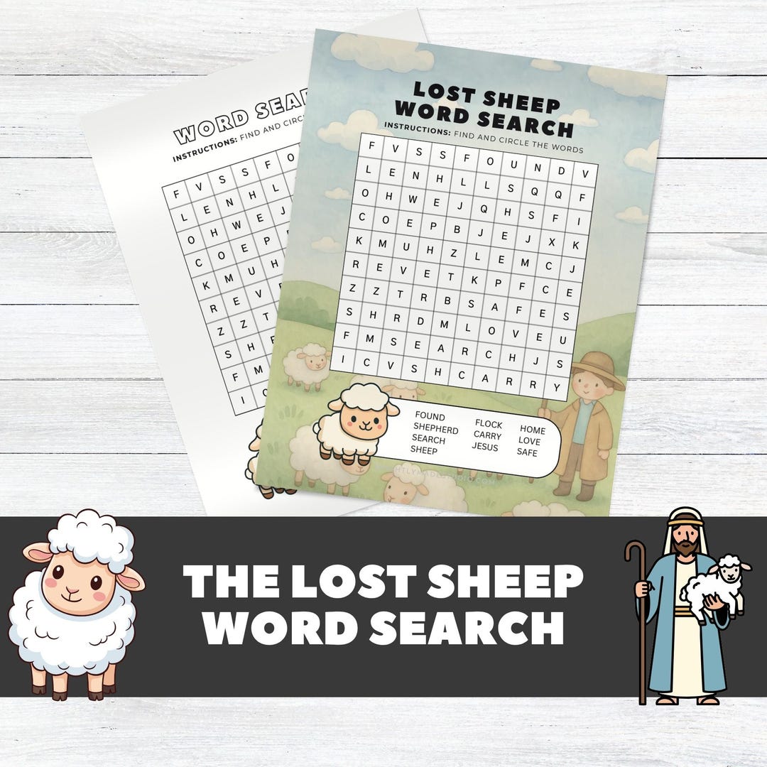 Word Search Worksheet, Lost Sheep Parable Literacy Game, Kids Reading ...