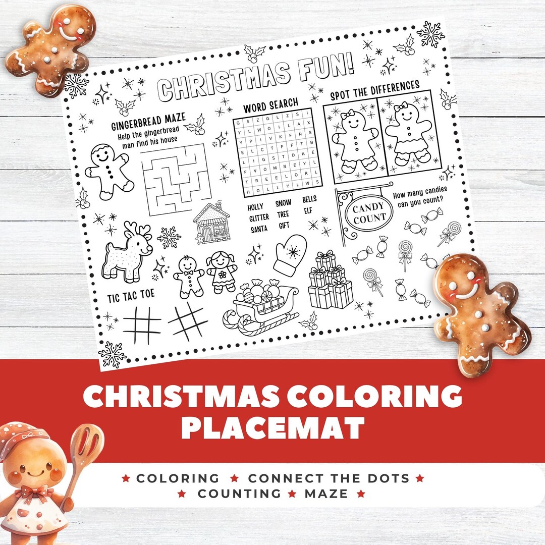 Christmas Fun Activity Placemat, Printable Children's Holiday ...