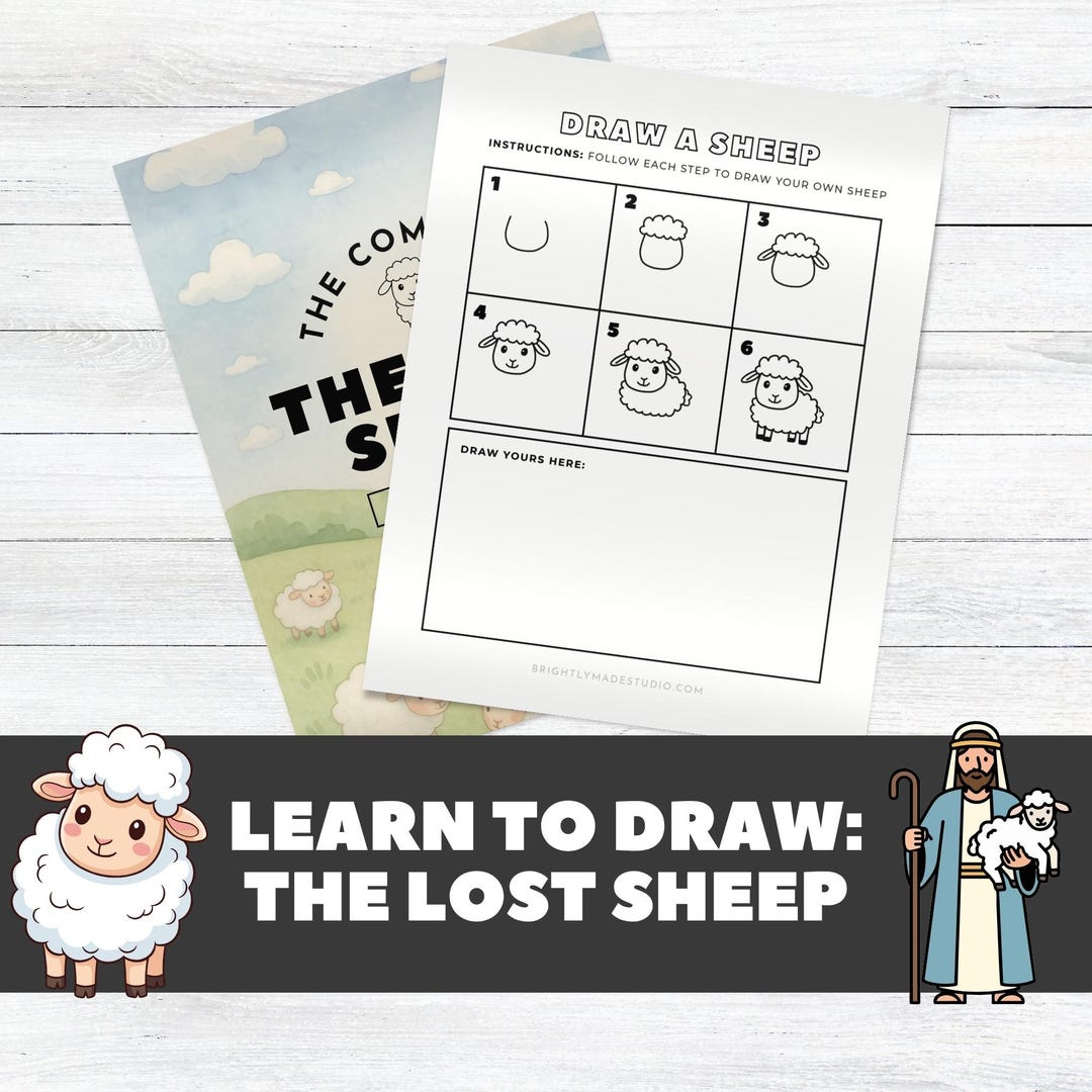 Learn to Draw Worksheet, Sheep Animal Drawing for Kids, Lost Sheep ...