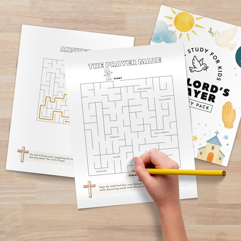 The Lord's Prayer Maze Activity Sheet, Kids Bible Lesson Printable ...