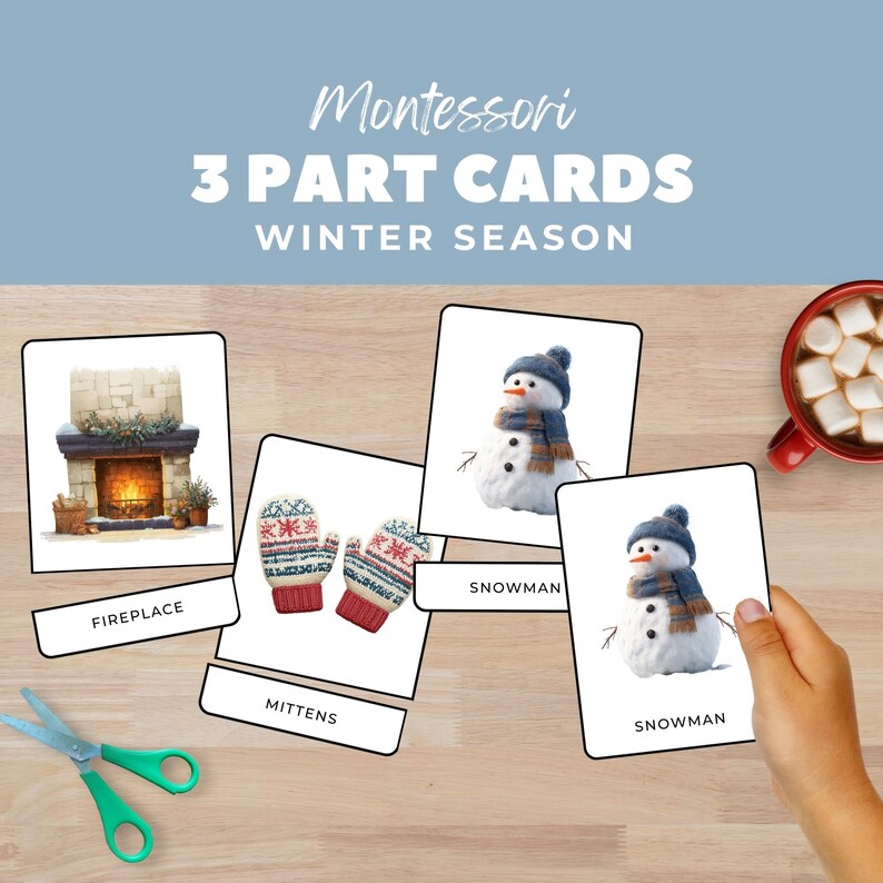 Winter Season Montessori 3-part Cards, Preschool Vocabulary, Early ...