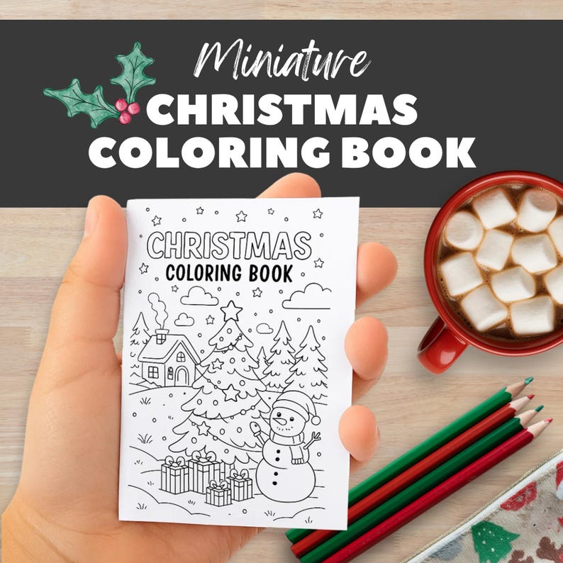 Mini Christmas Coloring Book, Children's Holiday Activities, Printable ...