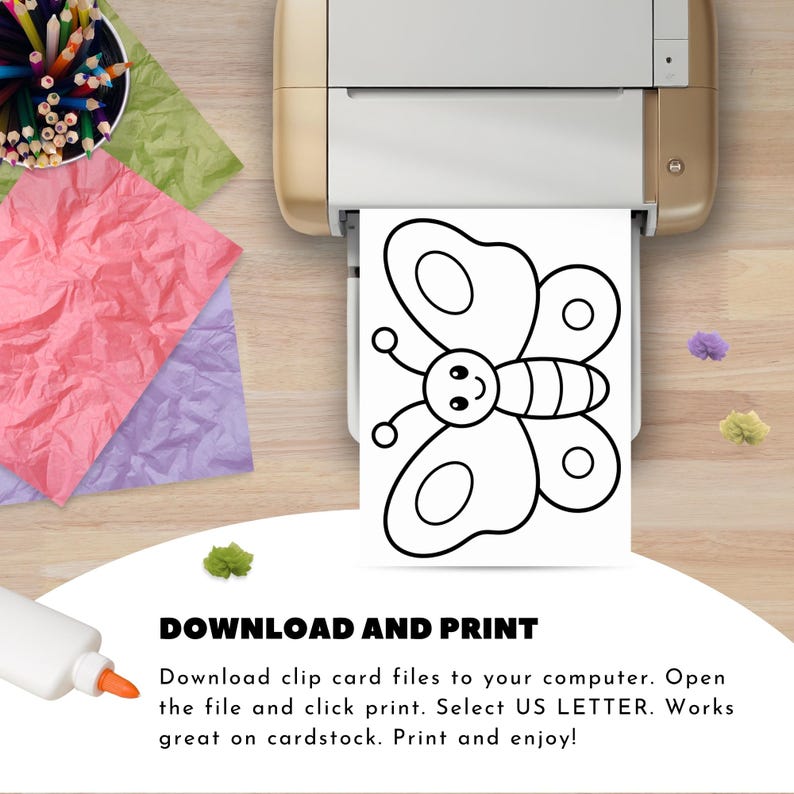 Butterfly Tissue Paper Craft Printable, Spring Insect Art Activity ...
