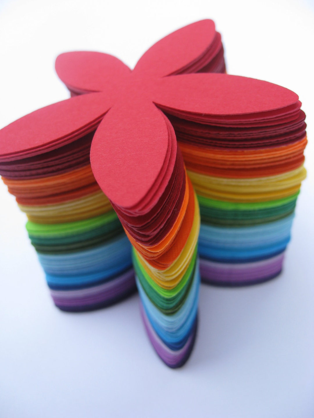50 Rainbow Flowers, Cardstock. 2 Inch. Other Colors and Sizes Available ...