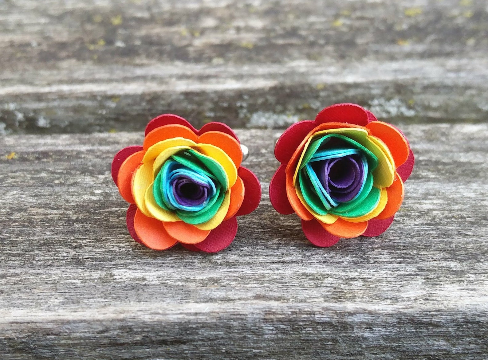 Rainbow Paper Flower Cufflinks. or CHOOSE YOUR COLORS - Etsy Israel