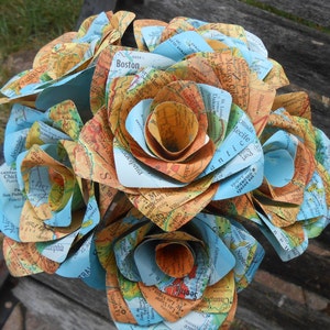 6 Map Roses. First Anniversary Gift, Birthday Gift, Gift for Her, Gift ...
