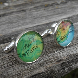 Vintage FRANCE Map Cufflinks. Paris & Marseille. Wedding, Men's ...