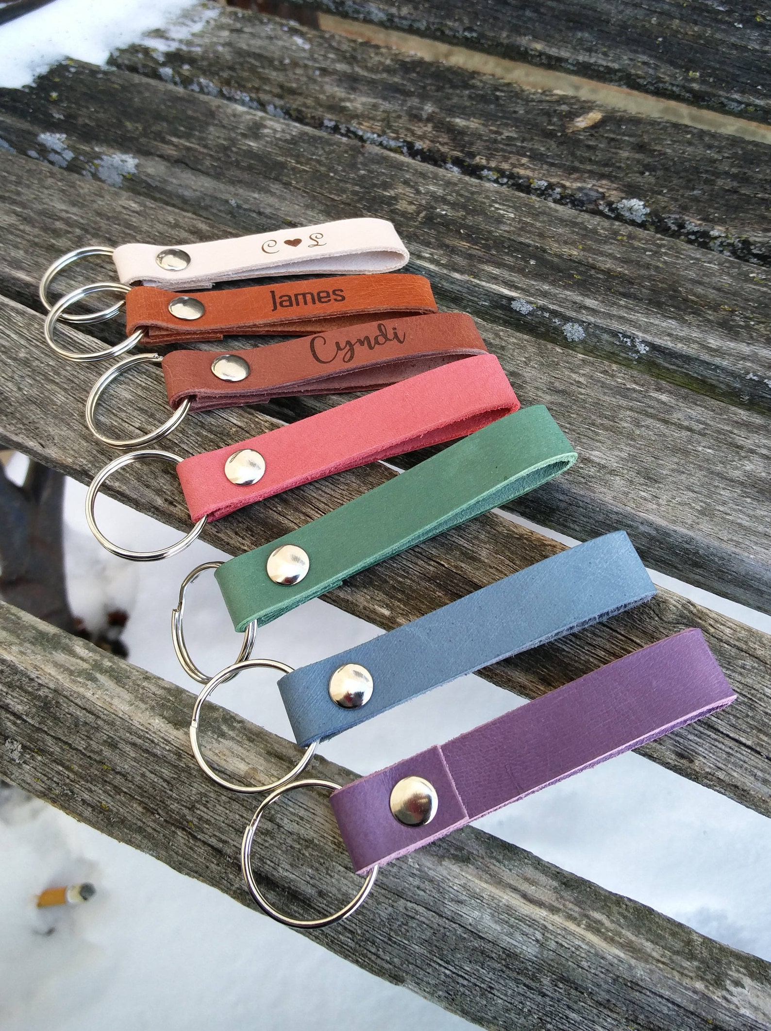 Customized Leather Keychain. Laser Engraved Tag. Wedding - Etsy