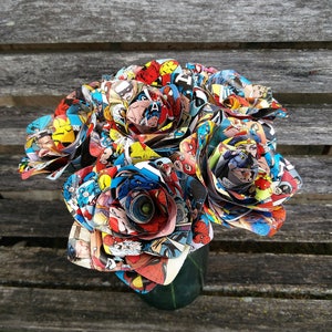 6 Comic Book Roses. Wedding, Birthday, Anniversary, Centerpiece. Gift ...