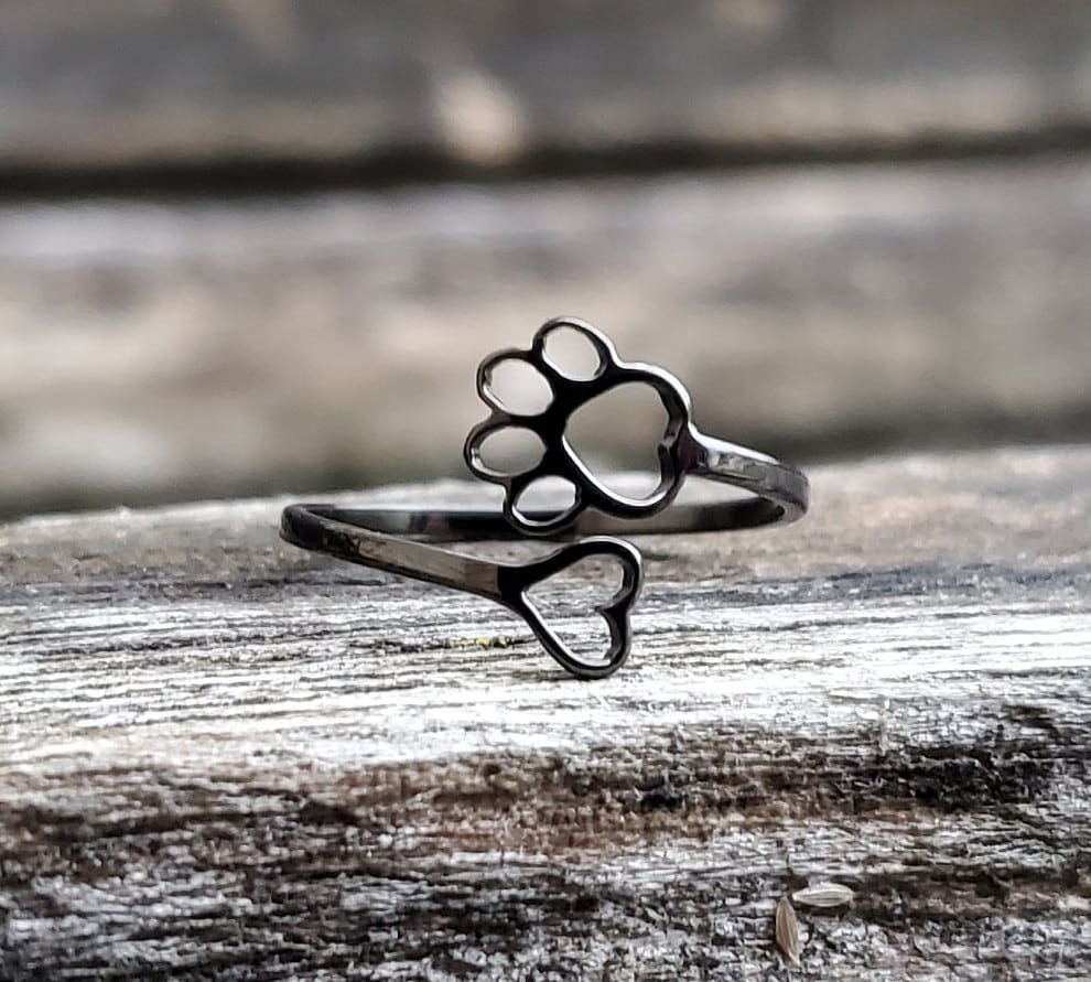 Paw & Heart Ring. CHOOSE YOUR COLOR. Adjustable. Gift for | Etsy