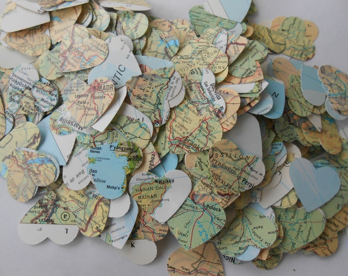 1000 Vintage Map Confetti. Bright Blue Orange Yellow Green - Etsy