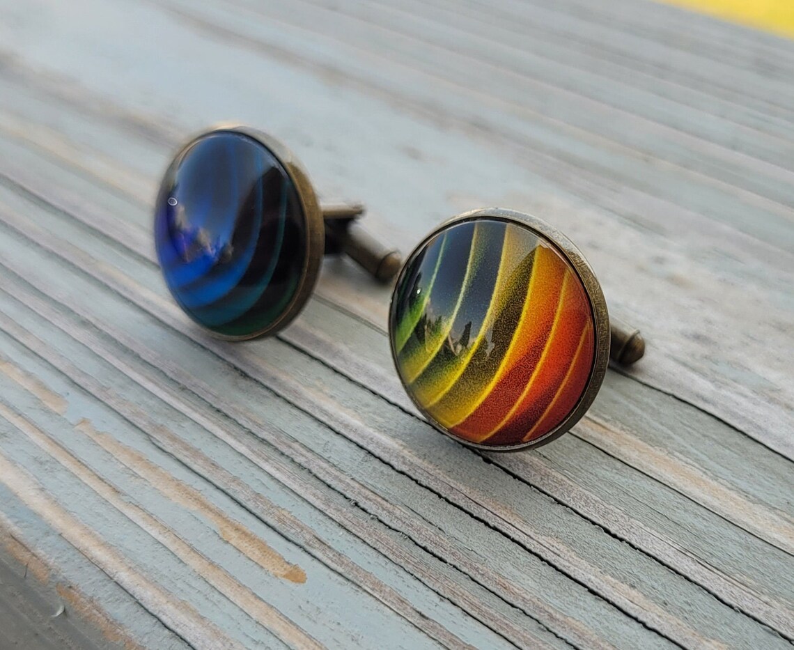 Rainbow Cufflinks. Wedding, Men's Christmas Gift, Groomsmen, Dad ...