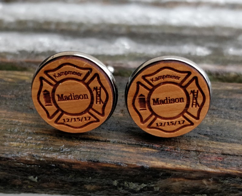 PERSONALIZED Firefighter Cufflinks. Laser Engraved. Wedding - Etsy