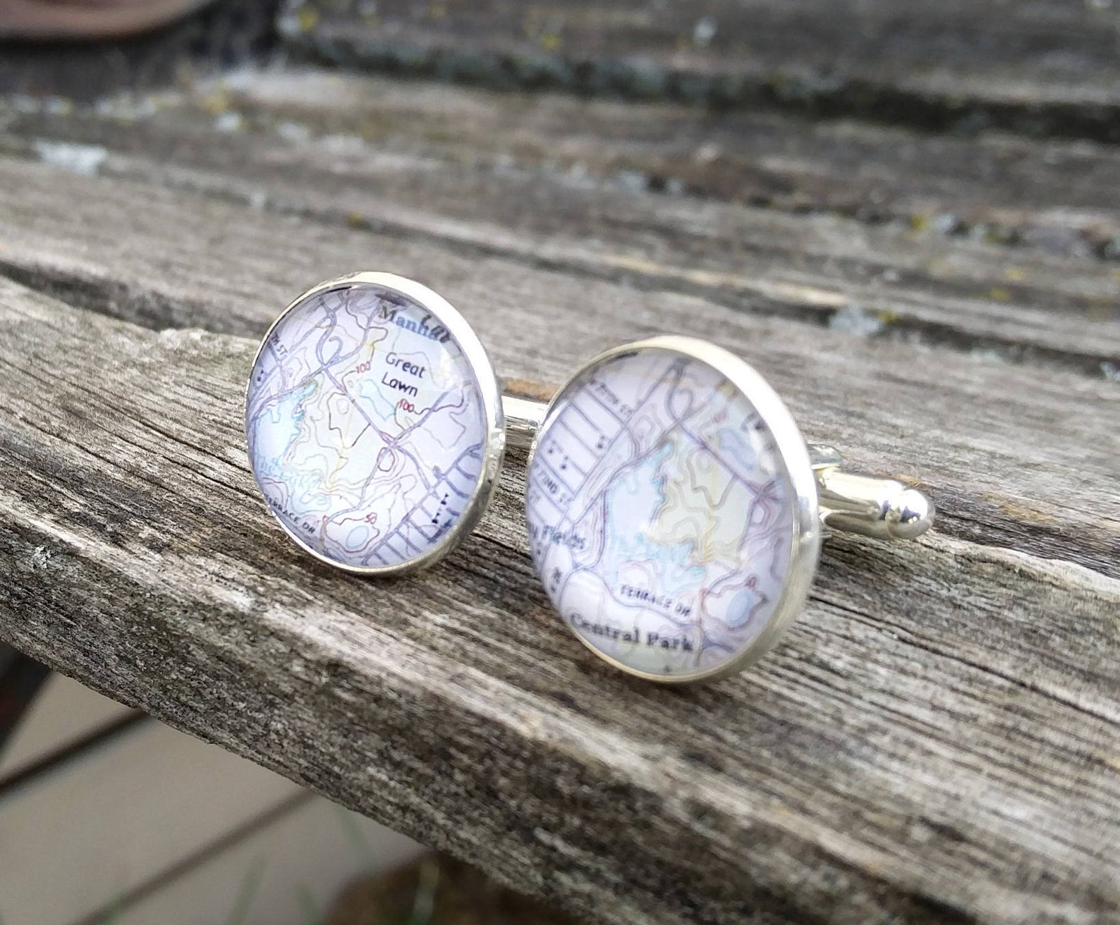 Central Park Map Cufflinks. Choose Your Location. Wedding | Etsy