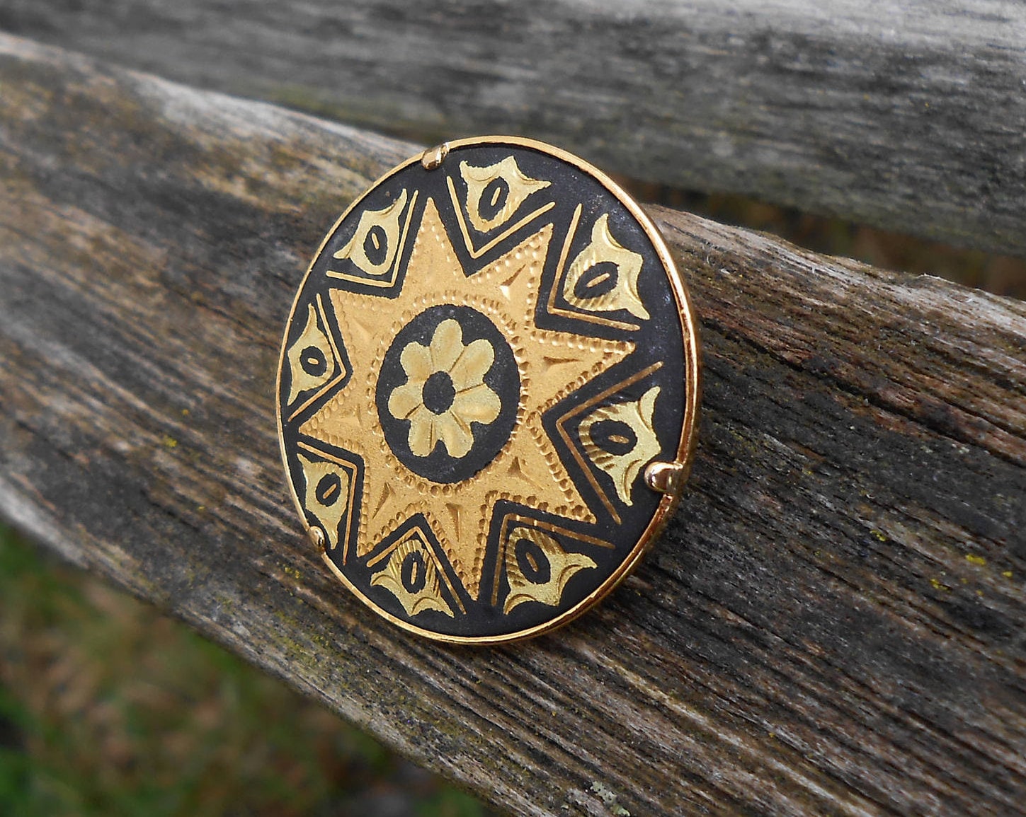 Vintage Damascene Star Pin Made In Spain. 1960s Vintage. | Etsy