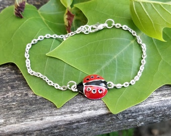 14k Solid Gold Ladybug Bracelet for Kids Baby Solid Gold - Etsy