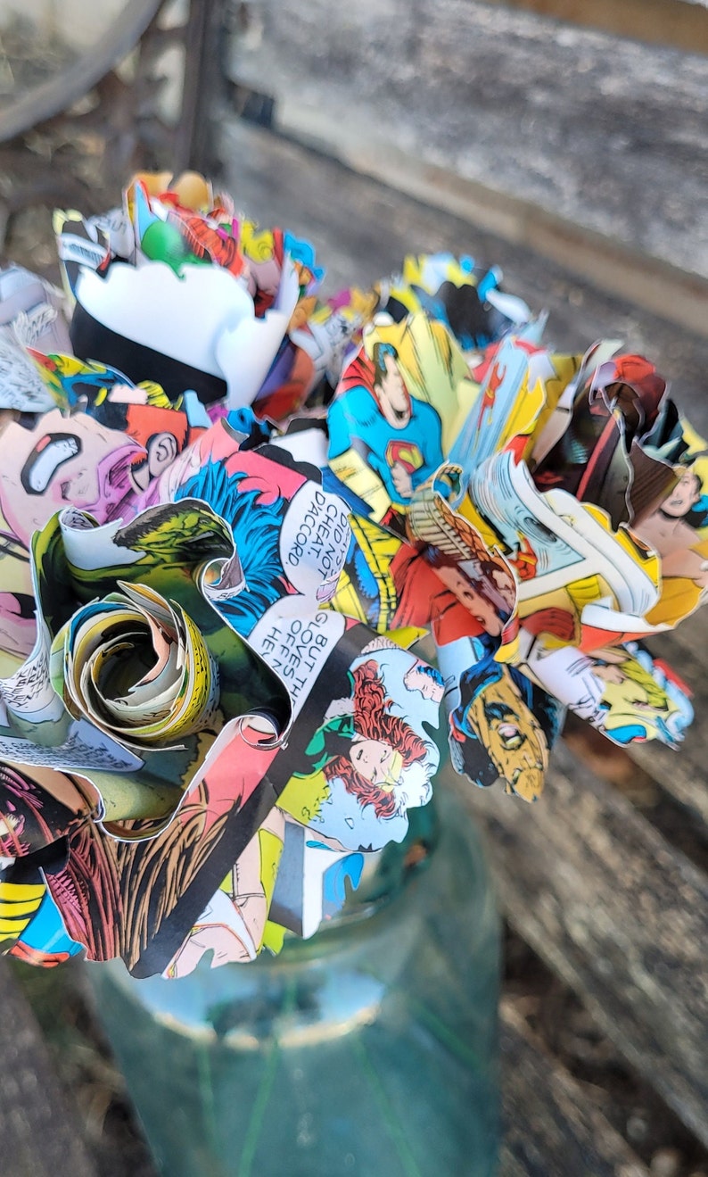6 Comic Book Roses. Wedding Birthday First Anniversary - Etsy