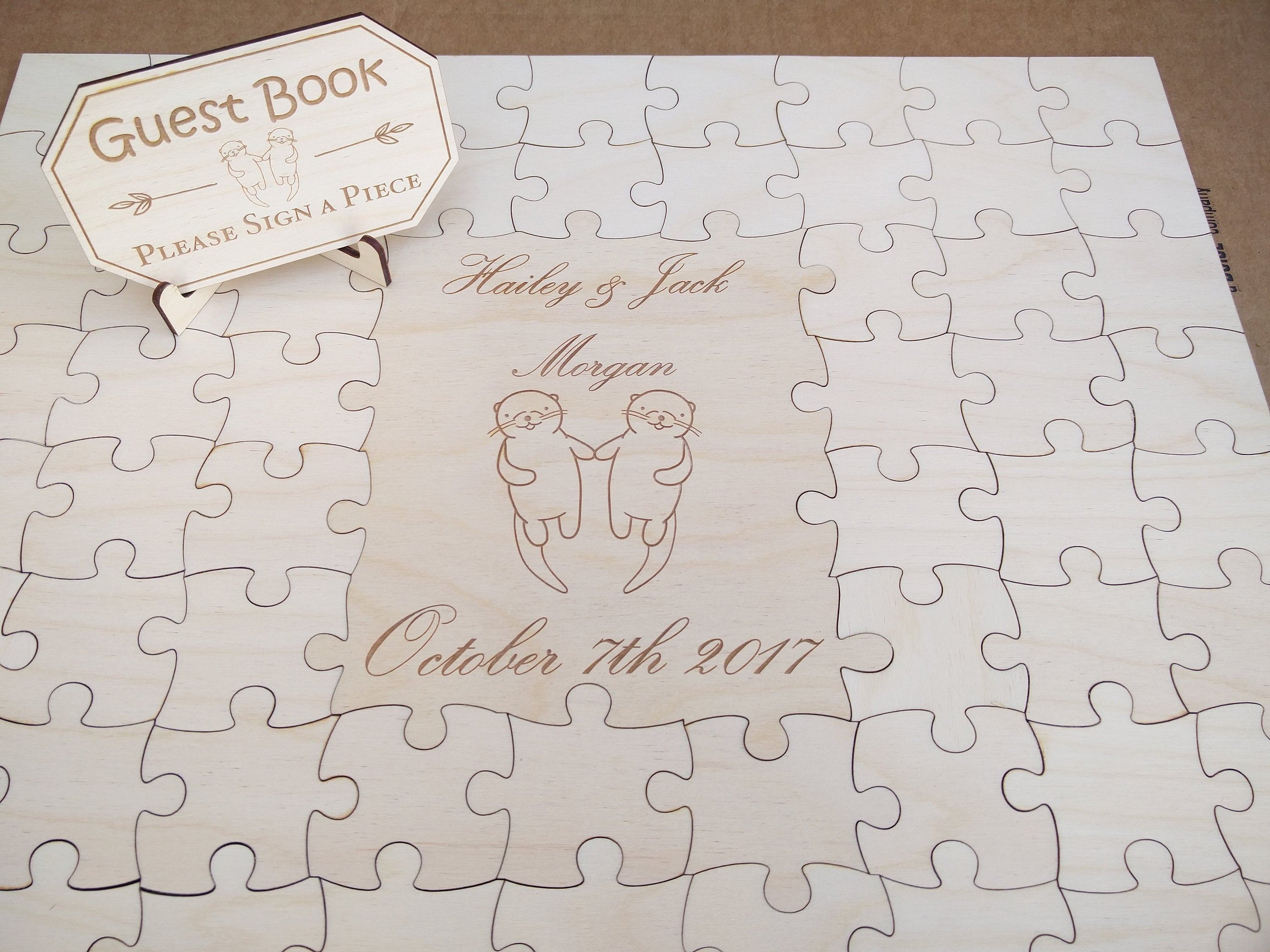 Wood Guest Book Puzzle. Personalized, Guest Book Alternative. Wedding ...