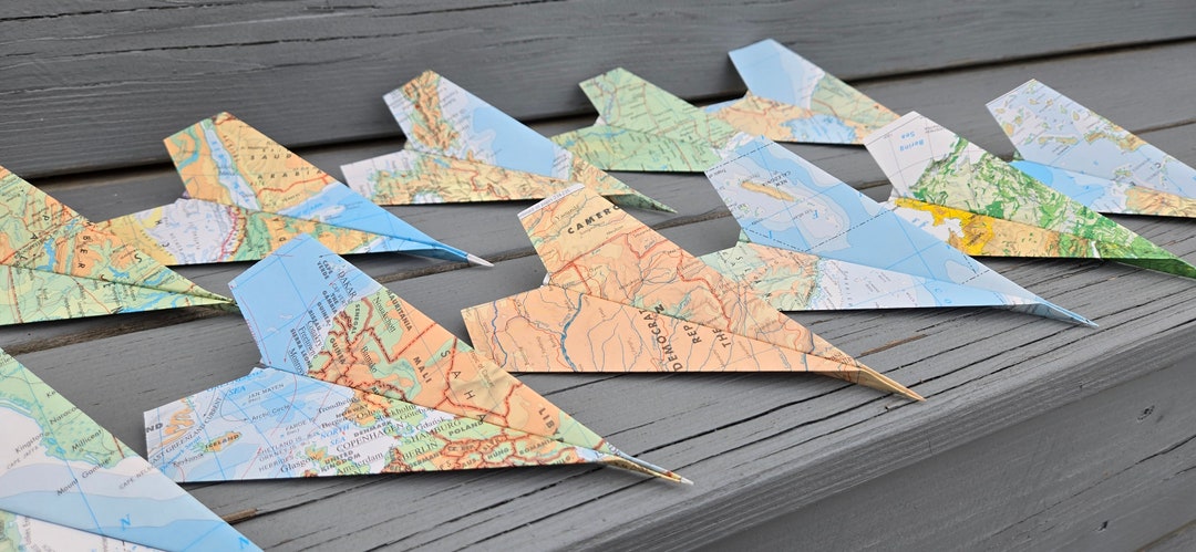 Map Paper Airplanes. Birthday Decorations, Wedding Escort Cards, Map ...