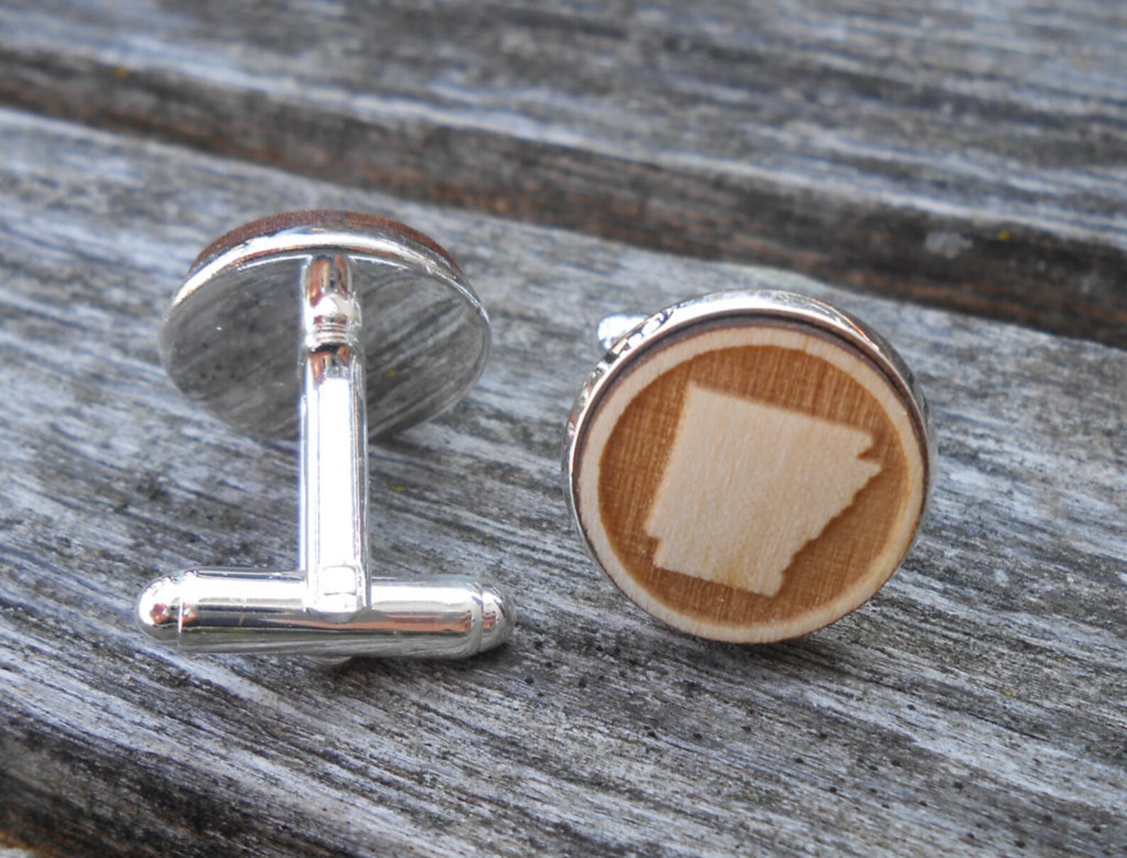 Wood STATE Cufflinks. ARKANSAS. Laser Engraved. Wedding - Etsy