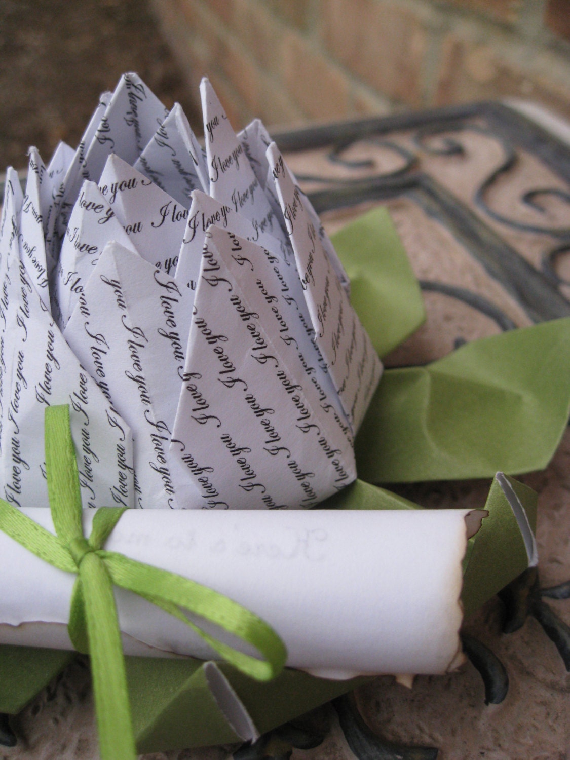 Personalized Message Lotus & Scroll. Unique Anniversary Gift | Etsy