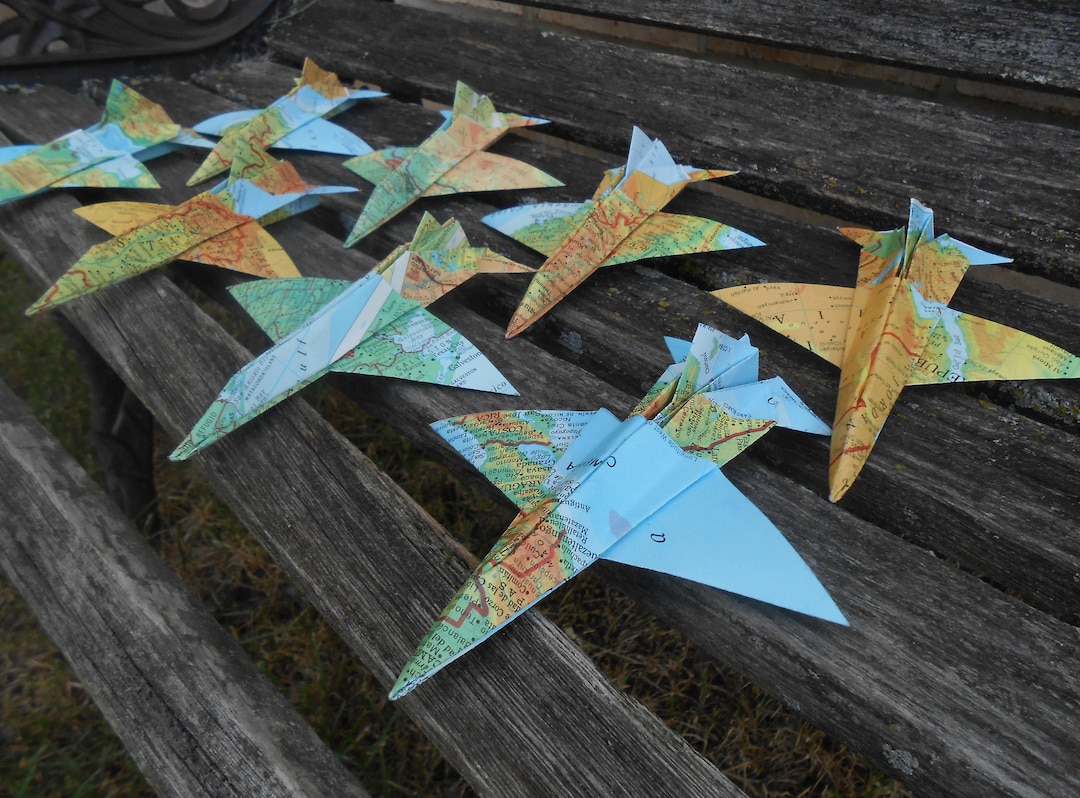 Vintage Map Paper Airplanes. CHOOSE YOUR PLANES. Escort Cards, Wedding ...